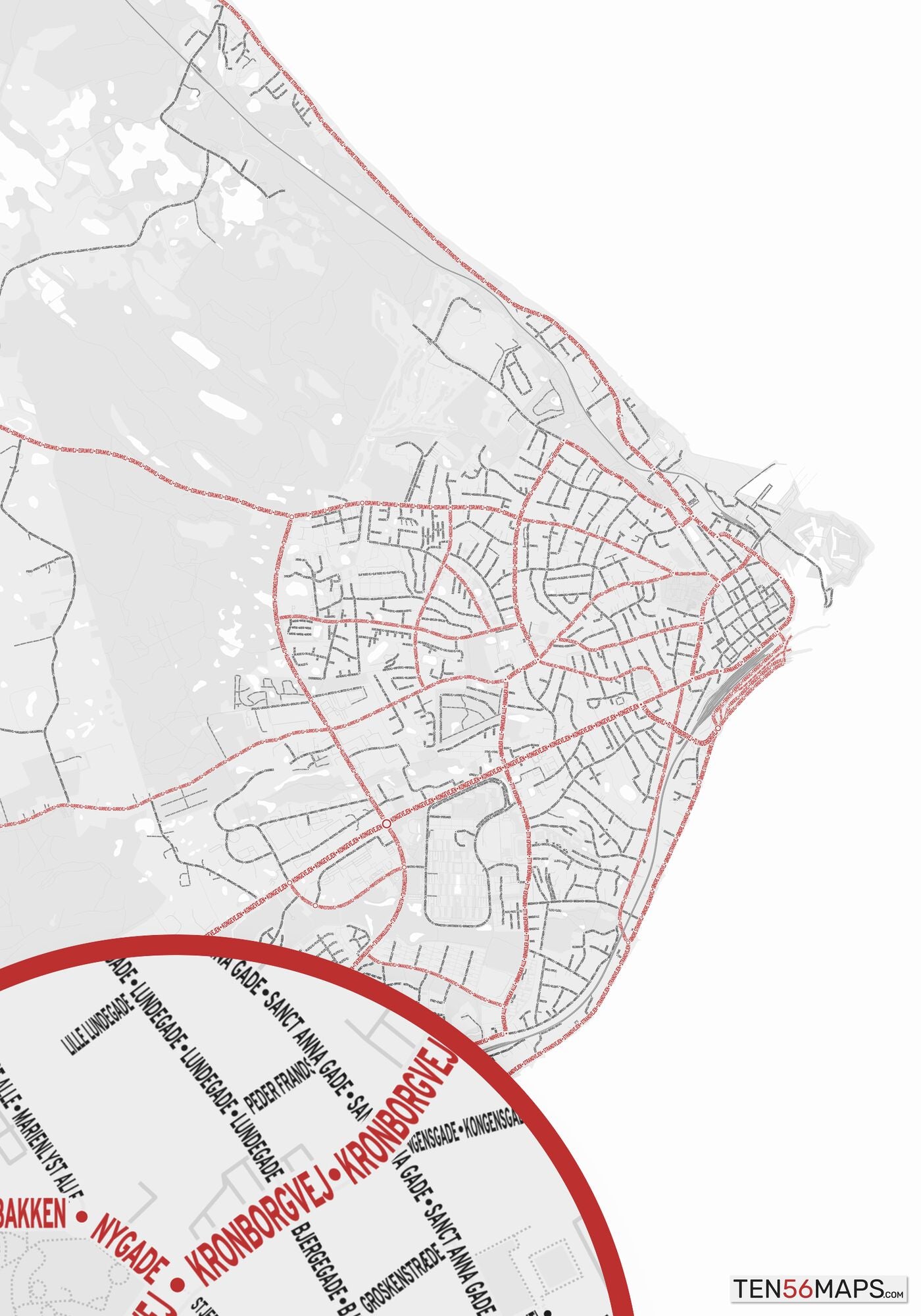 Helsingør, Denmark, TextMap Poster – TEN56MAPS